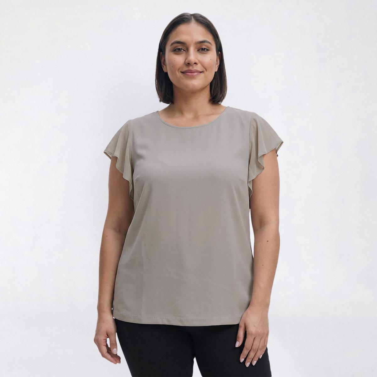 Click here for Plus Size Preswick & Moore(R) Solid Mix Media Blou... prices